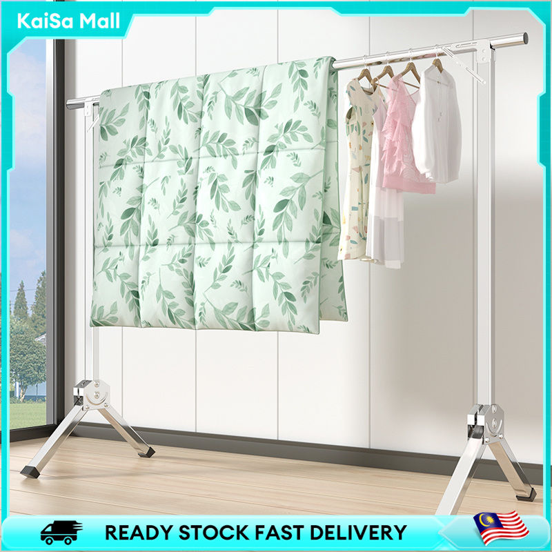 2.4m Folding Drying Racks Single Pole ampaian baju stainless steel/rak ...