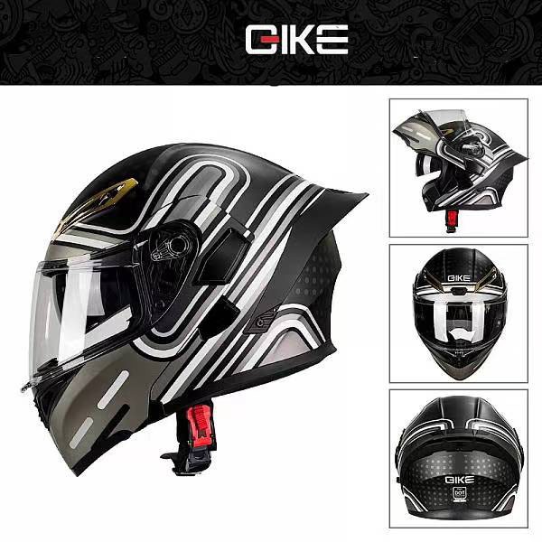 QIKE MP01 Flip up Helmet Modular Motorcycle Helmet Double Lens Built-in ...