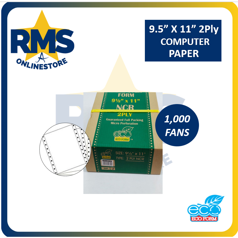 9.5" x 11" 2Ply Computer Paper / NCR Paper (1000 Fans) | Shopee Malaysia