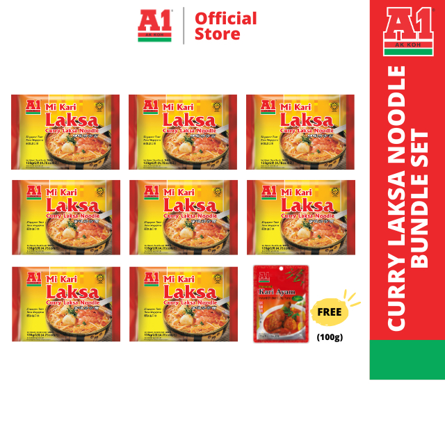 A1 Curry Laksa Noodle (135g) x 8 [Free 1x A1 Instant Chicken Curry ...
