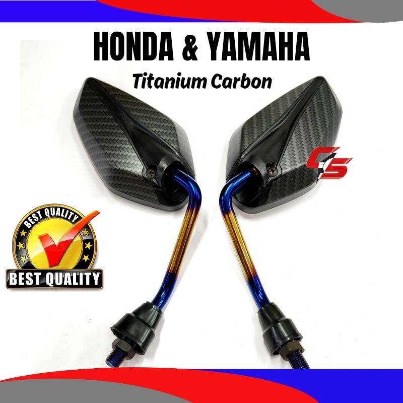 Side Mirror Titanium Carbon Hon Yamaha Sym Modenas LC135 Y15 SRL EGO ...