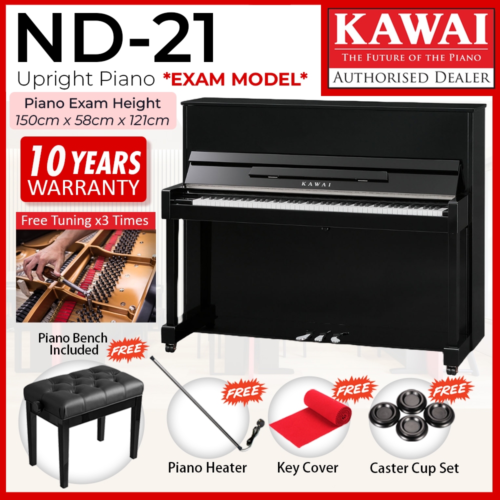(Exam Model) Kawai ND-21 Acoustic Upright Piano - Ebony Polish (ND21 / ND 21) *121CM Acoustic ...