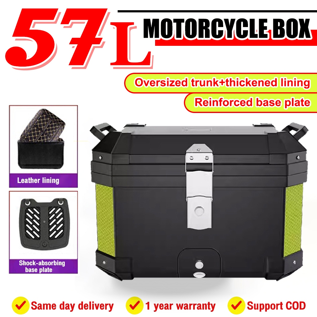 Motorcycle Top Box 45L/57L Waterproof Rack Aluminum Safety Lock for ...