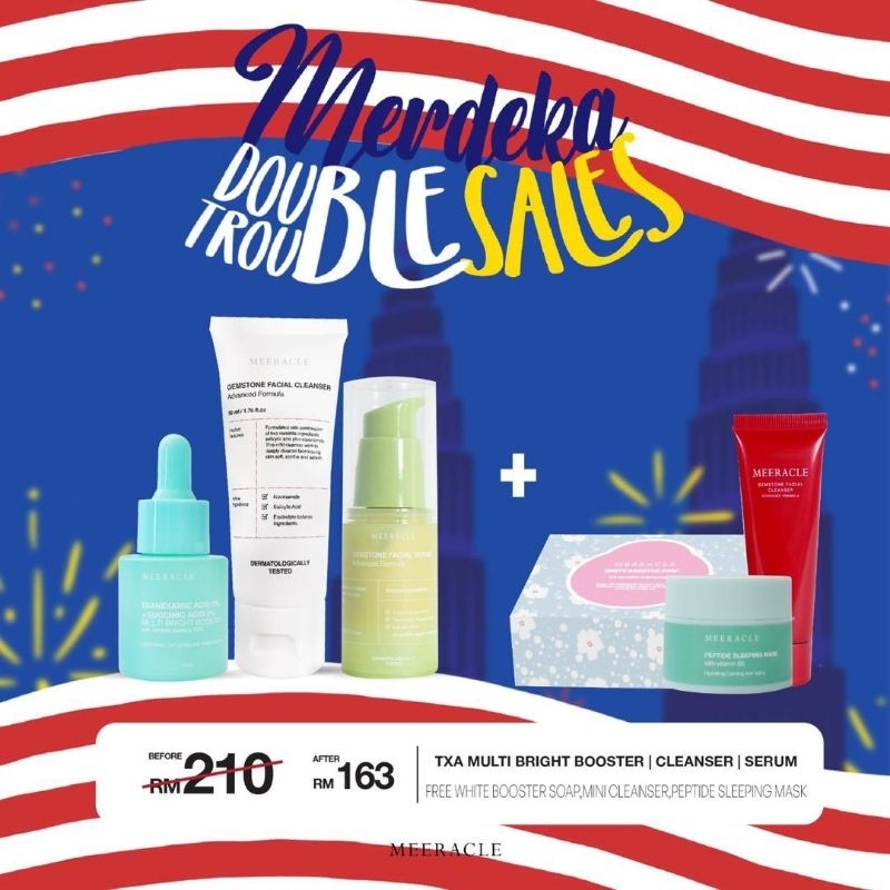 MEERACLE 3X BOOSTER BASIC SET CLEANSER + SERUM + TXA BOOSTER (WHITE ...