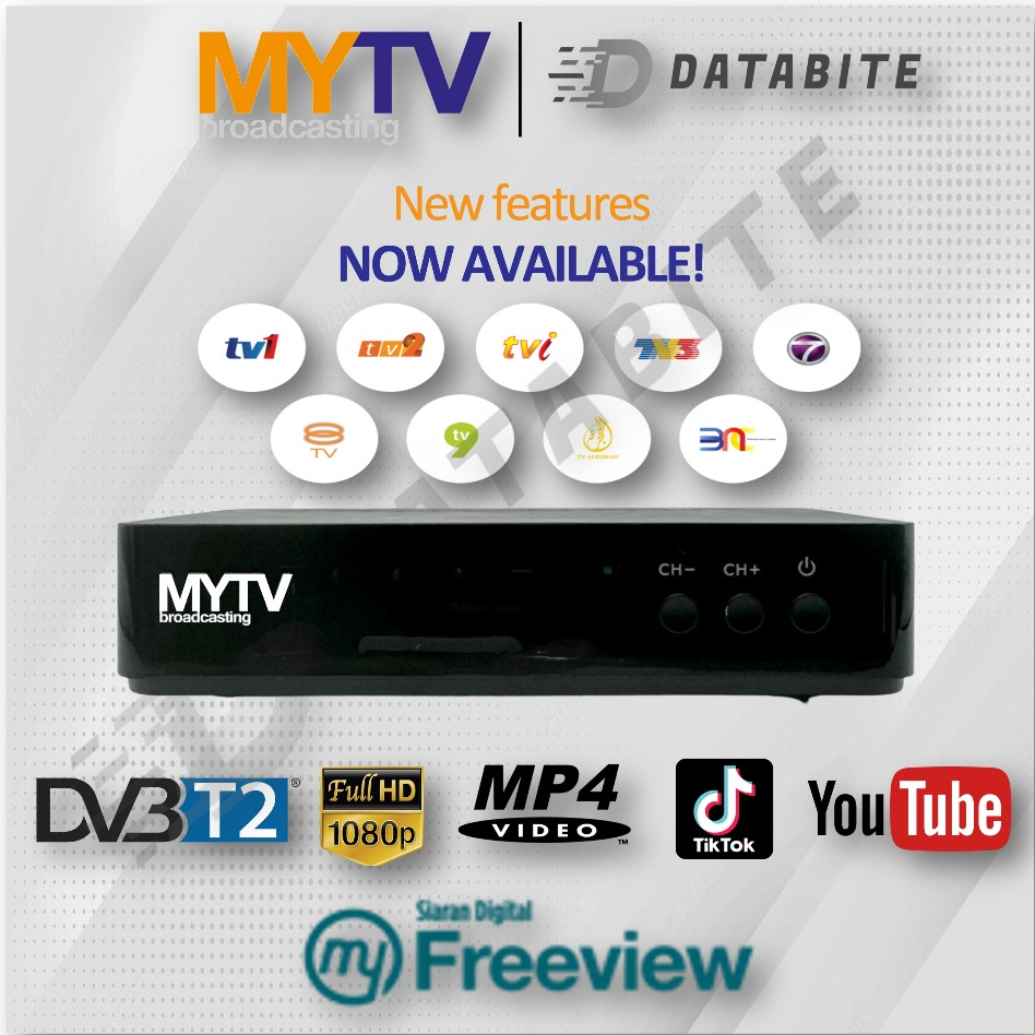 Original MyTv Decoder SIRIM & MCMC DVBT2 MyTv Dekoder HDMI RCA 1080p ...