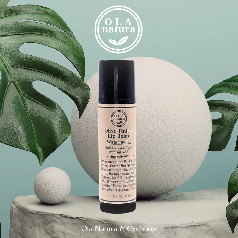 OLA NATURA Olive Tinted Lip Balm Watermelon Scent With Vitamin C and ...
