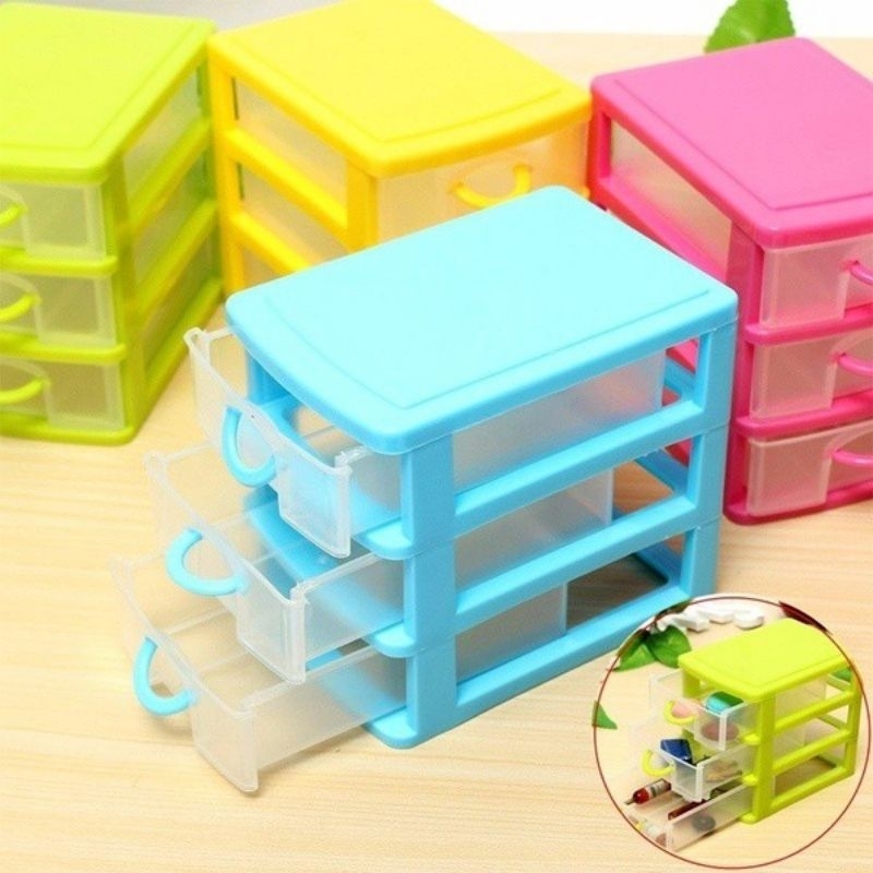 3 Layer Mini Drawer Storage Box/Bekas Laci Mini/3Tier Transparent Mini ...