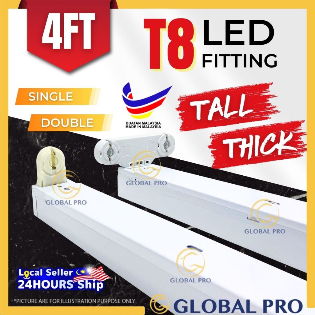 1PC Single/Double 4FT T8 LED Tube Casing Local Thick Fitting LED Light ...