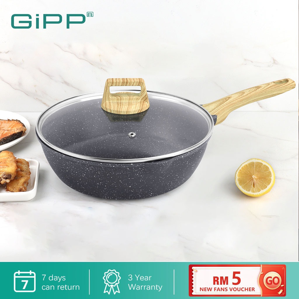 GIPP® Non-Stick Deep Fry Pan With Lid PFOA Free (24/28cm) | Shopee Malaysia