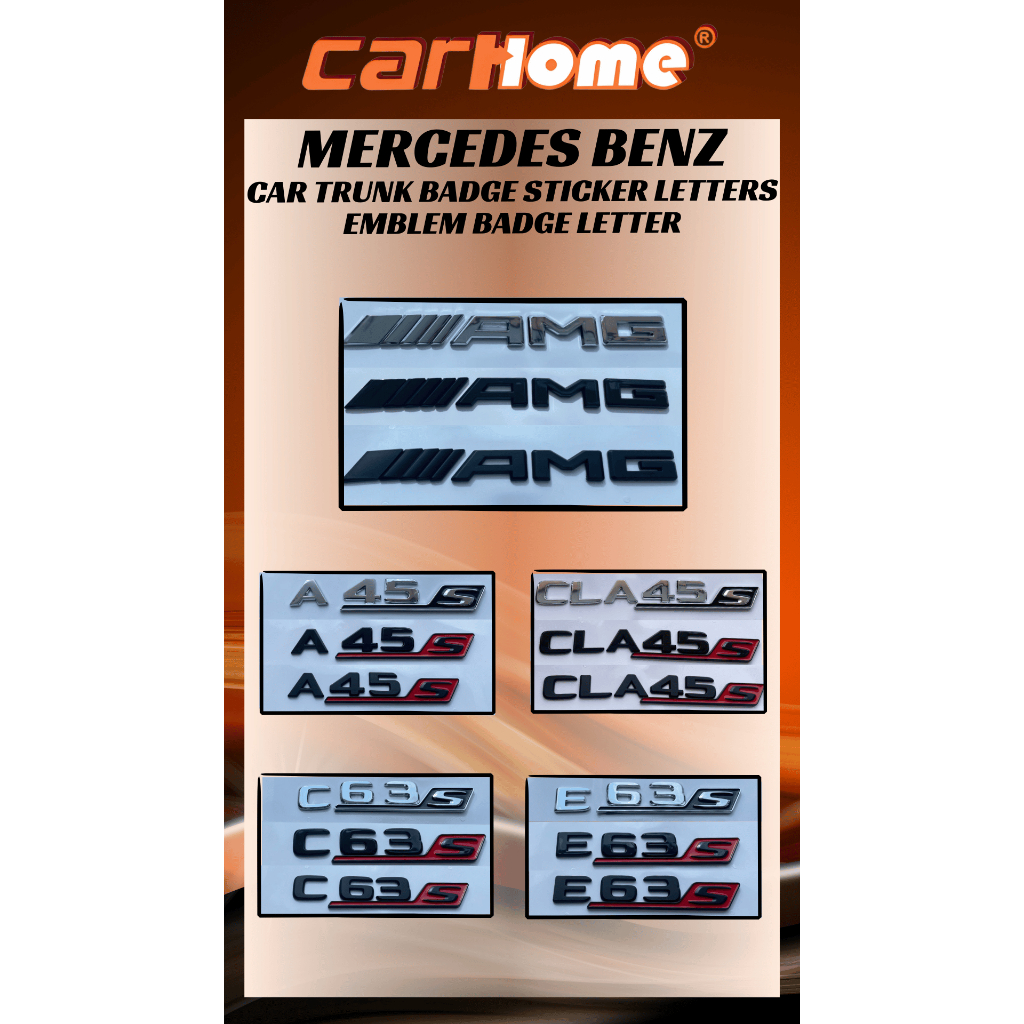 Mercedes-Benz Car Trunk Badge Sticker Letters AMG Logo A45S C63S E63S ...