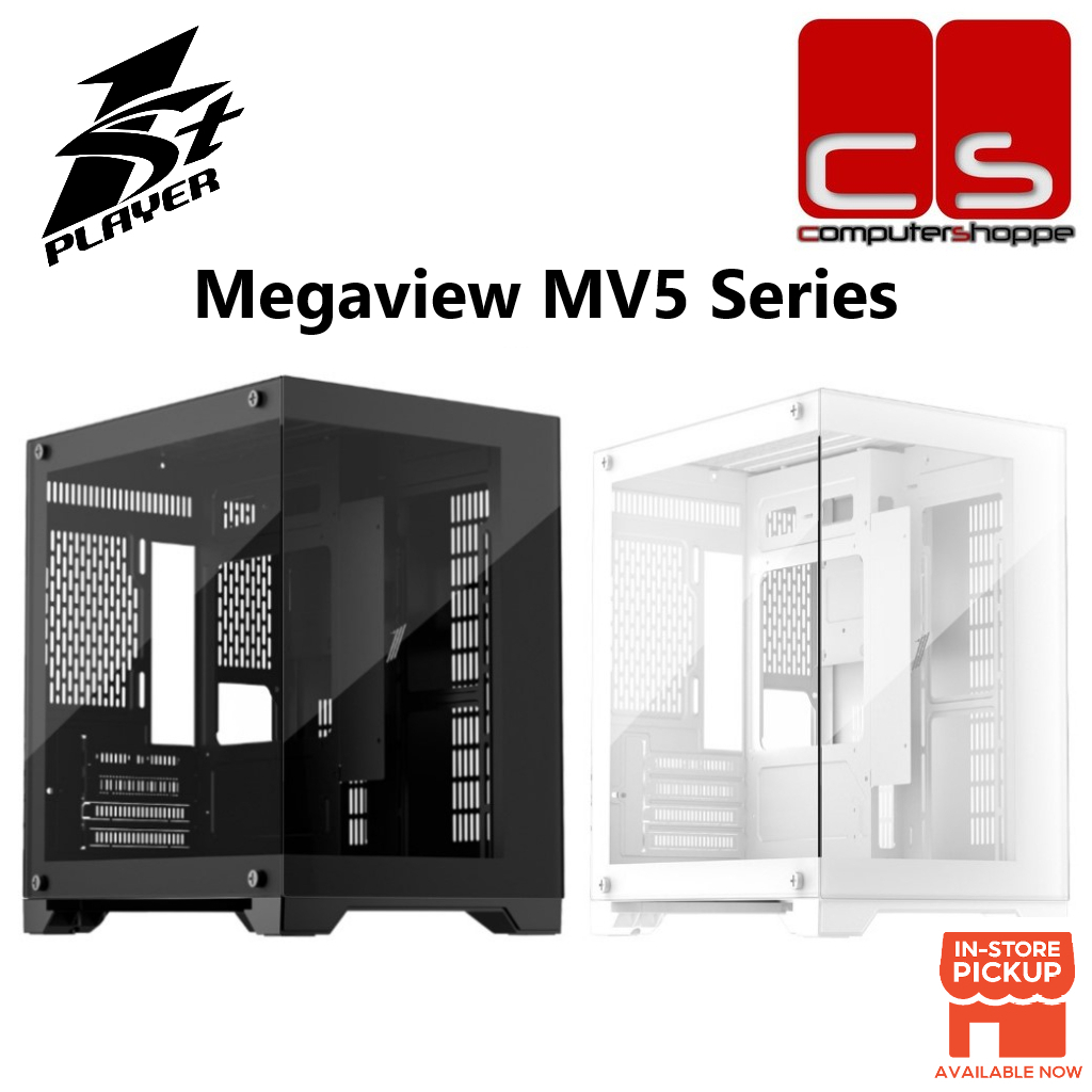 1STPLAYER Megaview MV5 Series M-ATX Case - Black/White (Build-in 3 ARGB ...