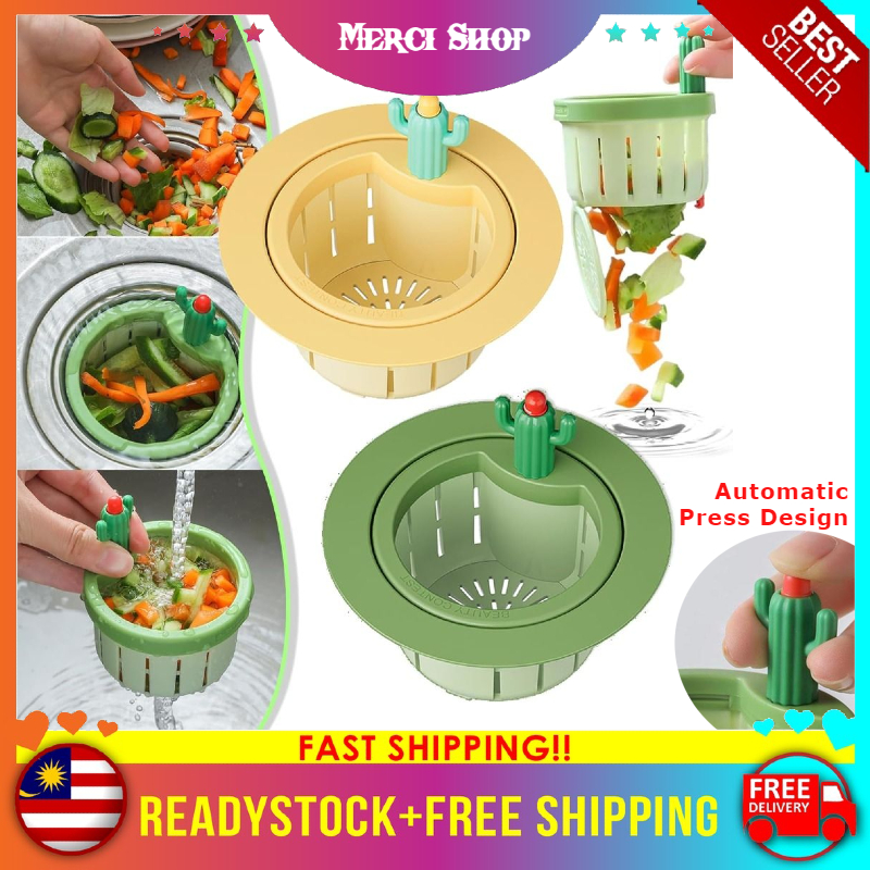 MS Cactus Sink Draining Basket Automatic Press Design Dumping Basket ...
