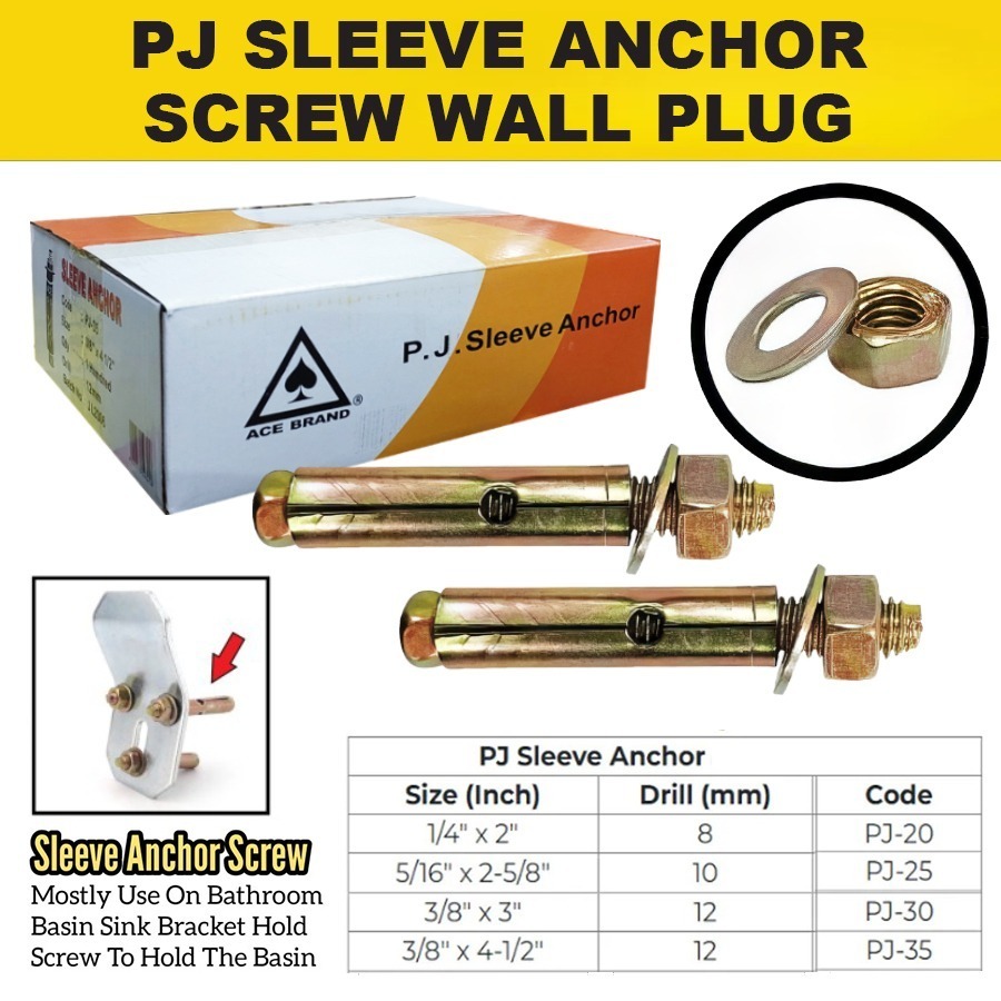 (1PCS) Sleeve Anchor Wall Expansion Bolt Iron Plug / Concrete Wall Plug ...