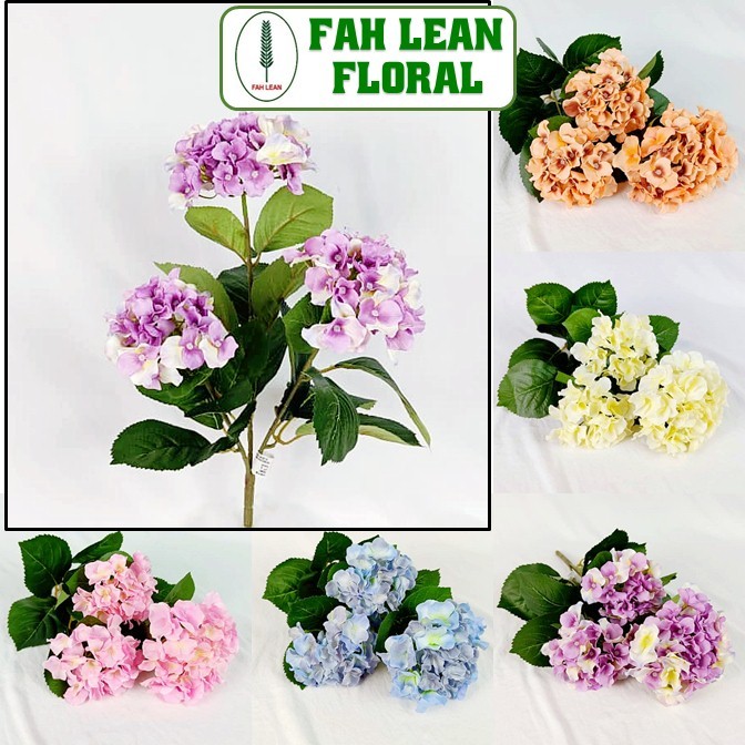 Artificial Hydrangea Flower x3 Head 40cm / Home Decoration Wedding ...