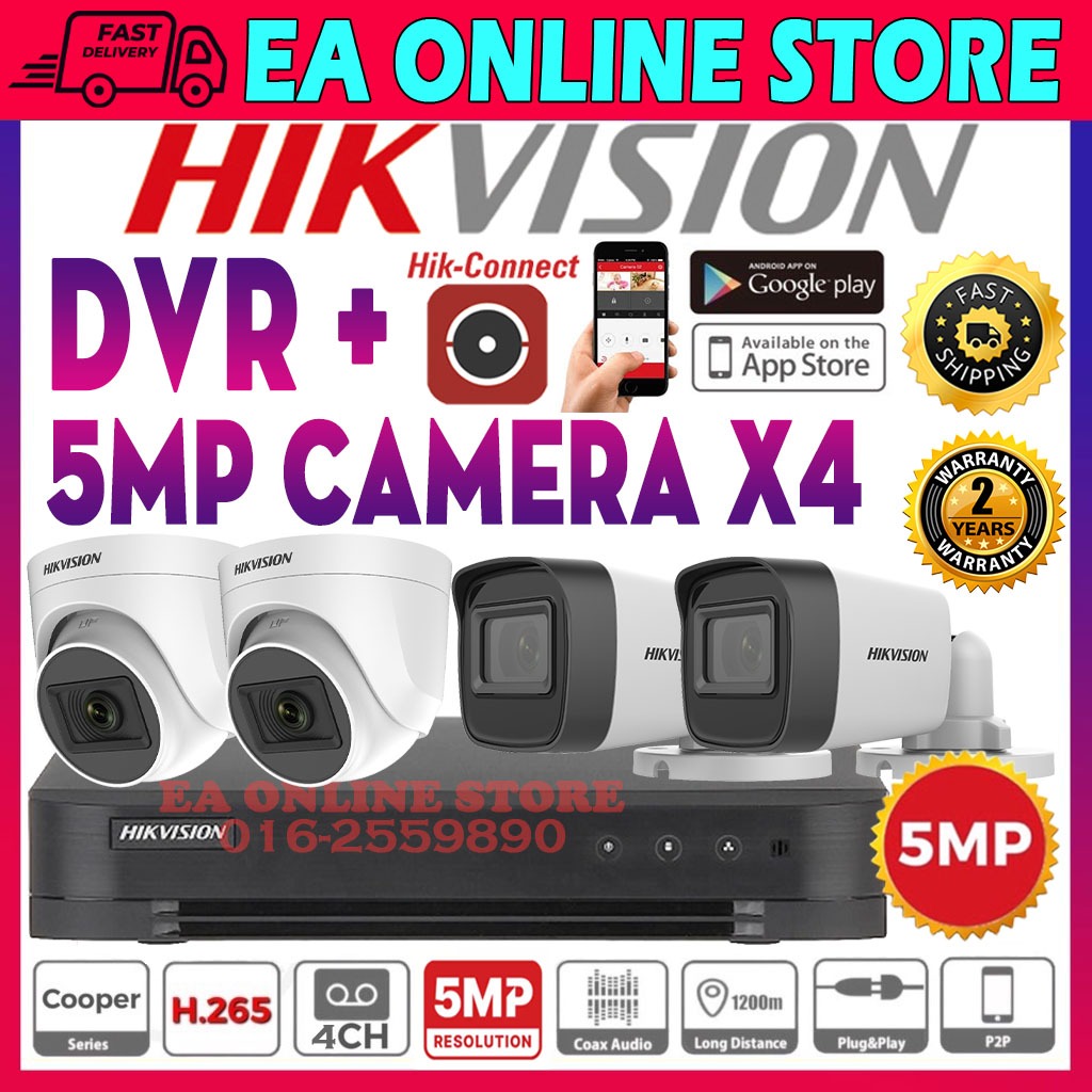 HIK HIKVISION 5MP 4-CHANNEL CCTV Ultra HD 1920P 5.0MP 4CH DVR + Camera ...