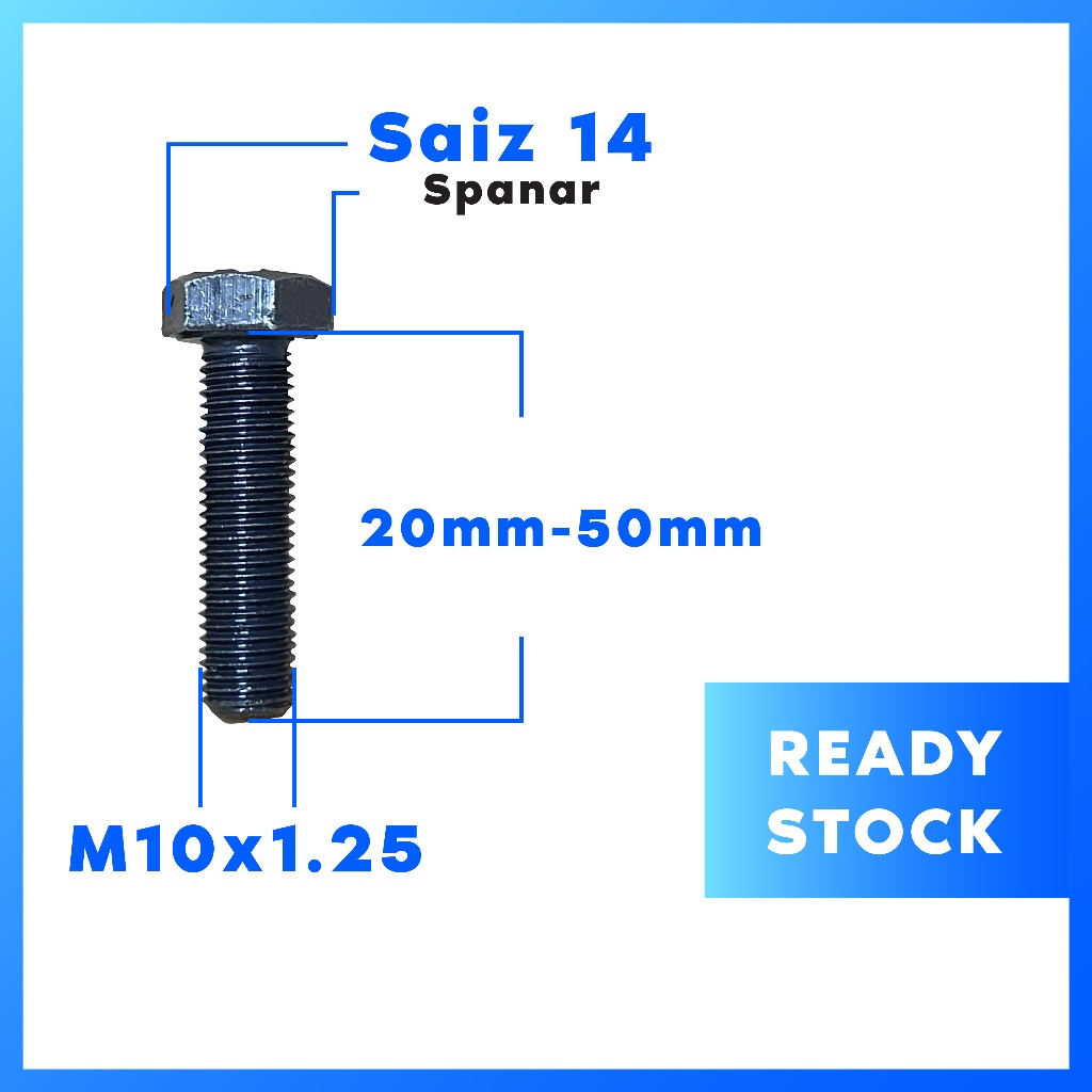 M10x1.25 Fine Thread Hexagon Bolt and Nut/Skru/Screw | Shopee Malaysia