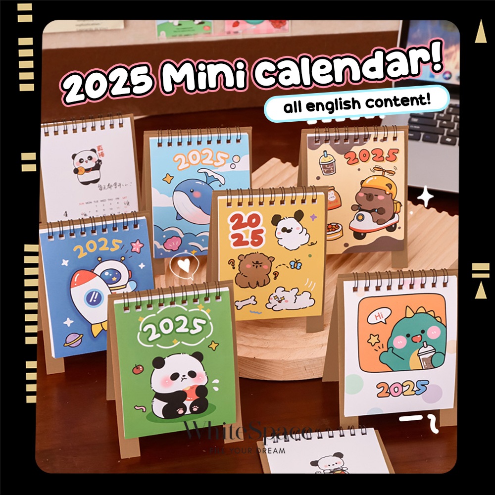 WhiteSpace 2025 Mini Cute Cartoon Calendar New Year Calander desktop ...