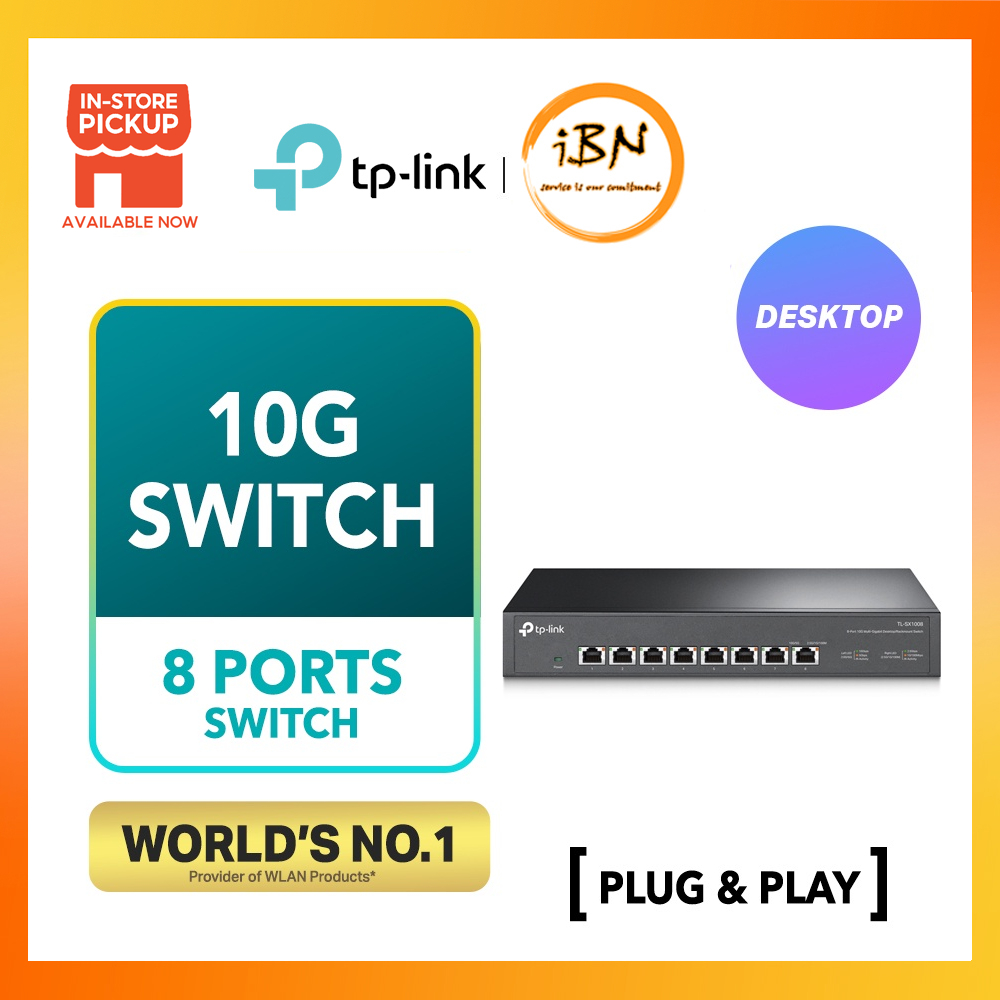 TP LINK 8-Port TL-SX1008 10G Desktop Plug and Play Switch & 5-Port TL ...