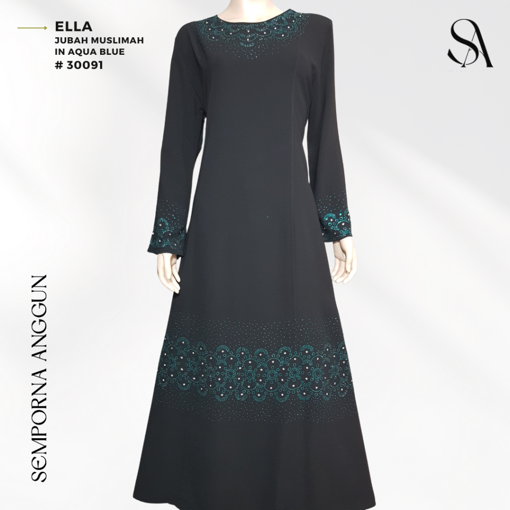 JUBAH MUSLIMAH Hitam - Bermanik, 11 warna | ELLA #30091 | Shopee Malaysia