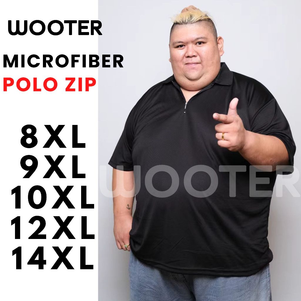 (8XL-14XL) WOOTER PLUS SIZE Microfiber Zip Polo T Shirt Baju Lelaki Berkolar Plus Size Zip ...
