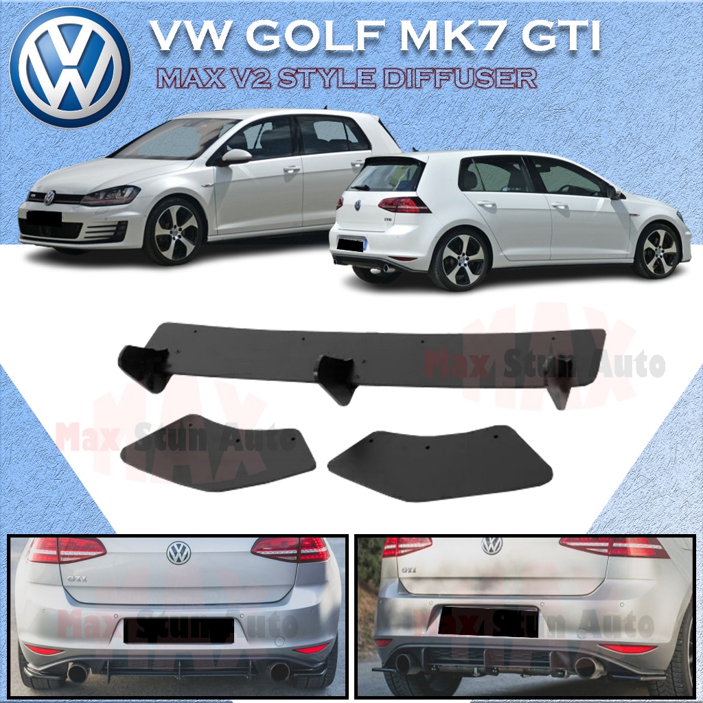 VOLKSWAGEN GOLF MK7 GTI 1.4T 2.0T MAXTON DESIGN V2 REAR DIFFUSER VW GOLF 7 GOLF GTI MAX V2 ...