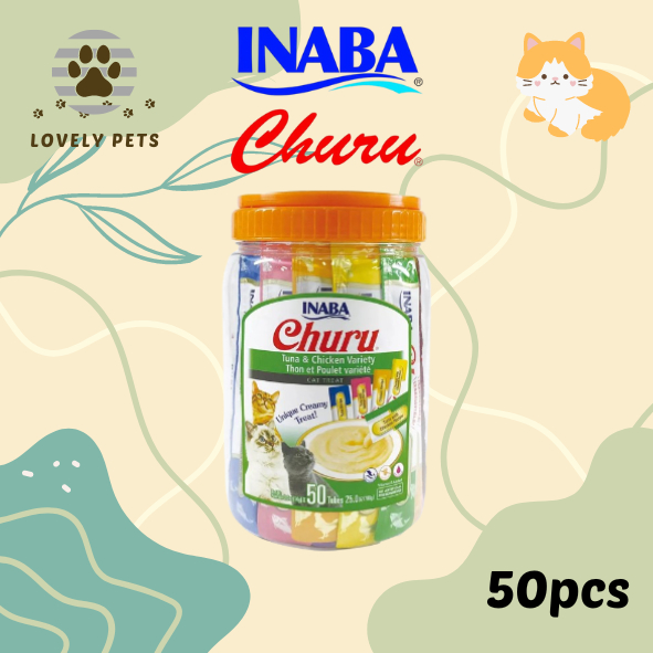Inaba Churu Cat Treat Tuna Varieties Bottle (14g x 50pcs) (USA 653 B ...