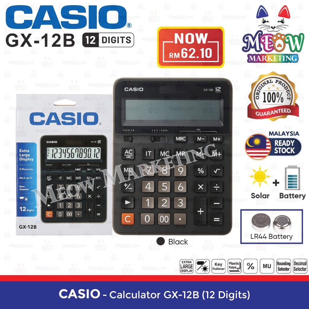 Casio Calculator GX-12B 12 Digits (ORIGINAL) | Shopee Malaysia