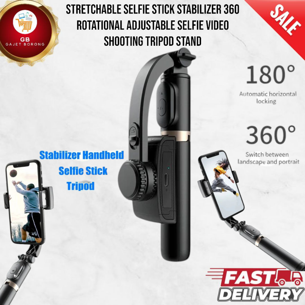 Stretchable selfie stick stabilizer 360 rotational adjustable selfie ...