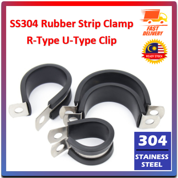 304 Stainless Steel Rubber Strip Pipe Clamp R-Type U-Type Cable Clip ...