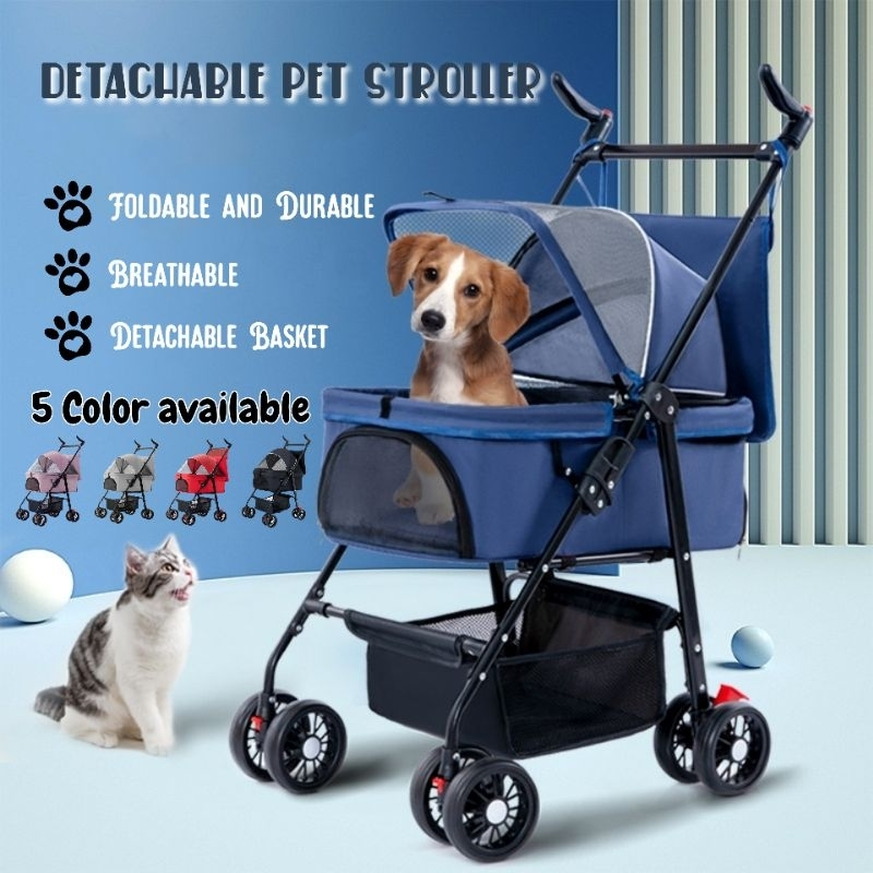 Pet stroller Troli kucing Pet trolley Foldable cat dog puppy strollers ...