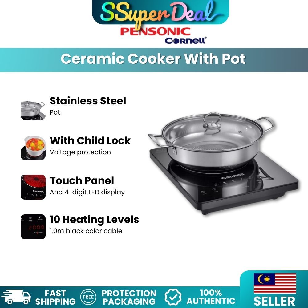 CORNELL CERAMIC COOKER WITH STAINLESS STEEL POT | CCC-2201X | Shopee ...