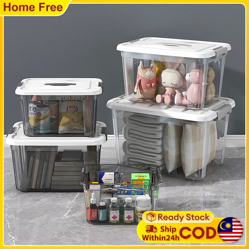 Transparent Storage Box Kotak Simpanan Roda Storage Box with wheels ...