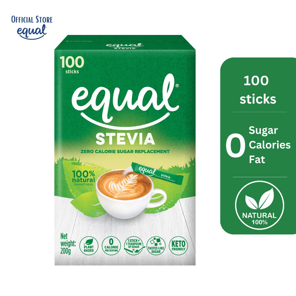 EQUAL Stevia 100% Natural Zero Calorie Sweetener (100 Sticks) | Shopee ...