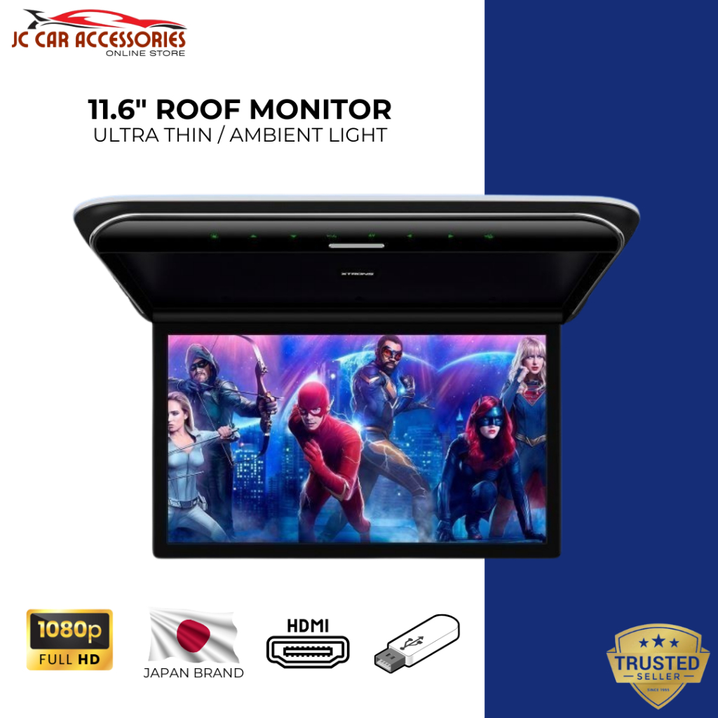 11.6 Inch TFT LCD Car Ceiling Roof Mount Full HD 1080P Display Monitor ...