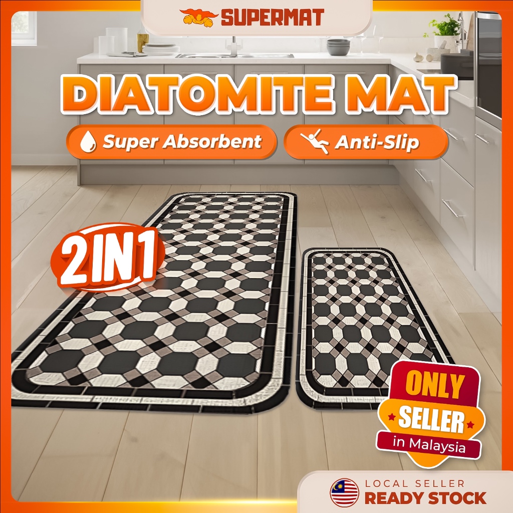 【SUPERMAT】European Style Kitchen Diatom Mat Antislip Quick Dry Water ...