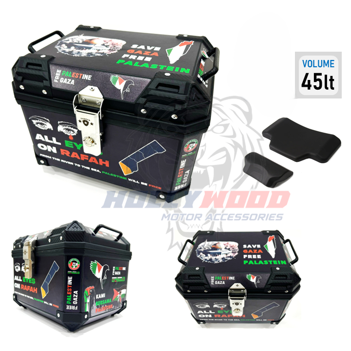 "SAVE GAZA FREE PALESTINE" ABS TOP BOX BELAKANG MOTOR TANKER 45L ...