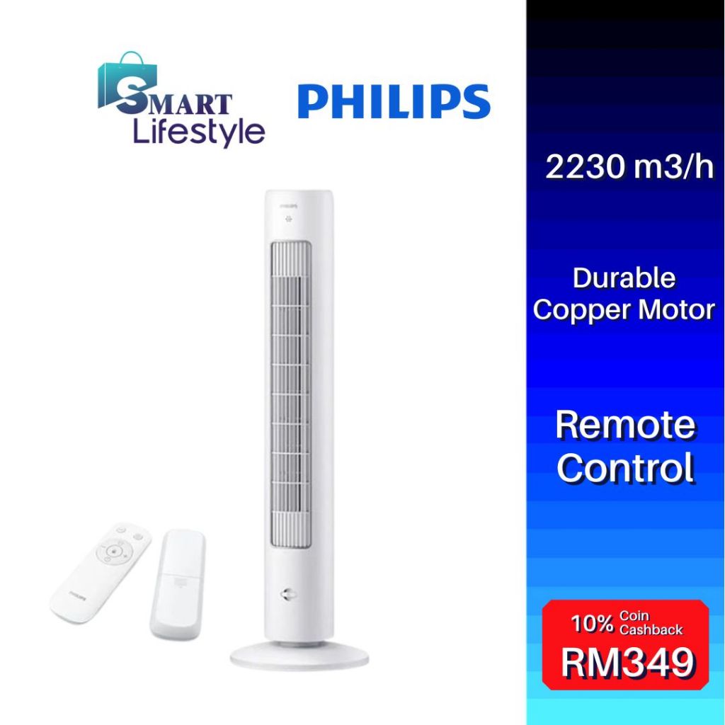 Philips 5000 Series Tower Fan with Remote Control CX5535/11 (Dark Grey ...