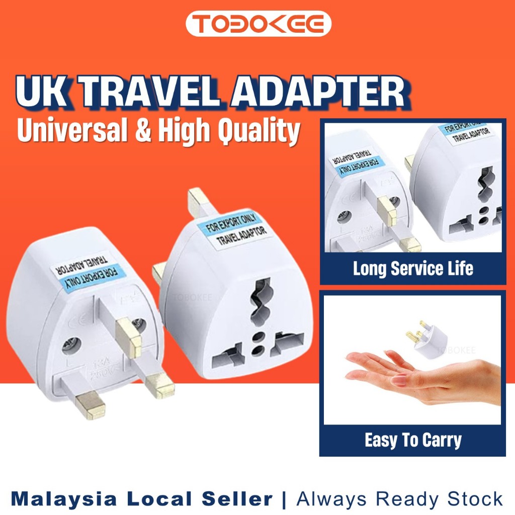 Universal 3 Pin Plug Adapter UK Plug Adaptor British Standard Adapter ...