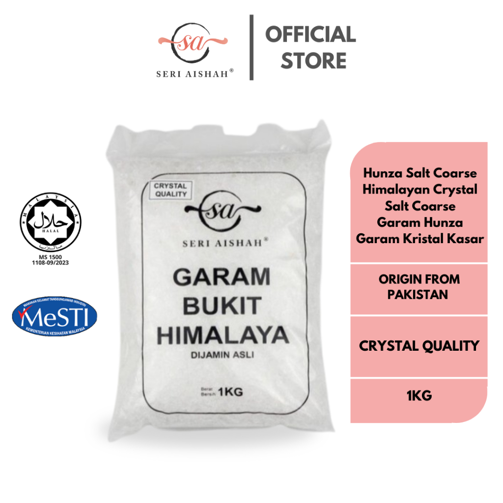 Garam Bukit Himalaya Kristal Halite White Kasar 1KG Himalayan salt ...