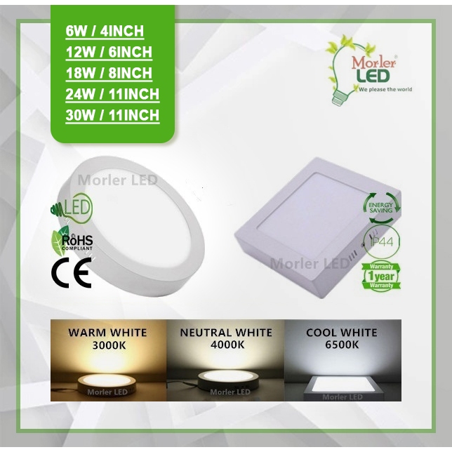 6W 12W 18W 24W 30W 4/6/8/11 Inch LED Surface Mounted Round / Square ...
