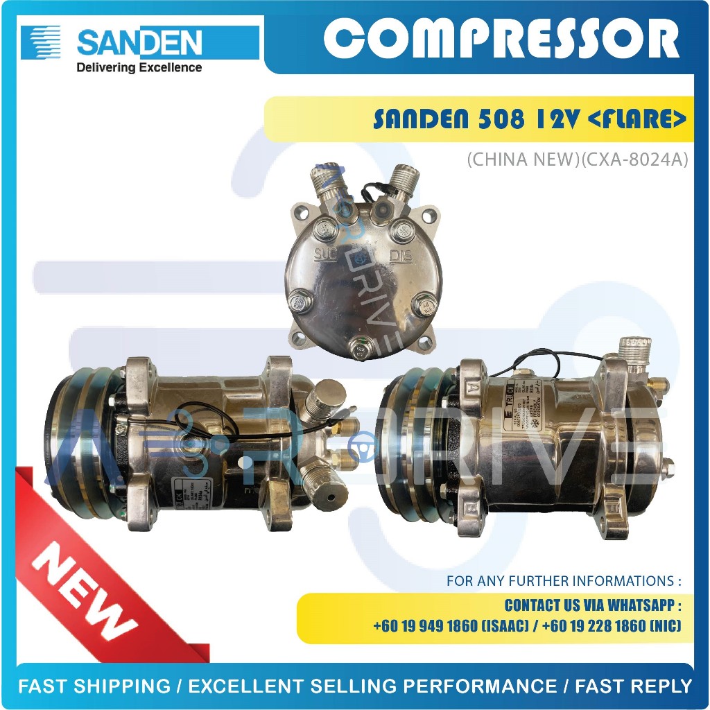 CHINA NEW SANDEN 508 12V COMPRESSOR ( CXA-8024A ) | Shopee Malaysia