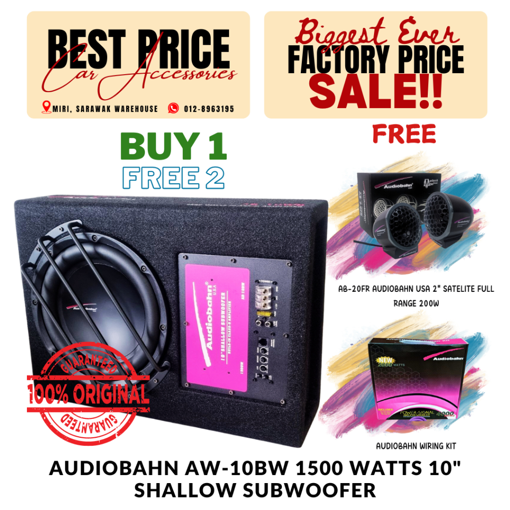 AUDIOBAHN AW-10BW 1500 WATTS 10" Shallow Subwoofer Original | Shopee ...