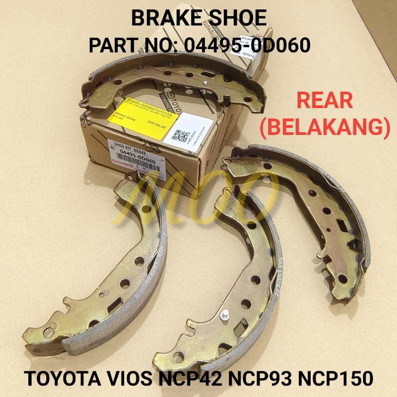 TOYOTA REAR BRAKE SHOE 04495-0D060 TOYOTA VIOS NCP42 NCP93 NCP150 ...