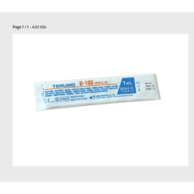 (U-100) [BLUE] Insulin Syringe With Needle Jarum Picagari 1ML (30G X 5/ ...