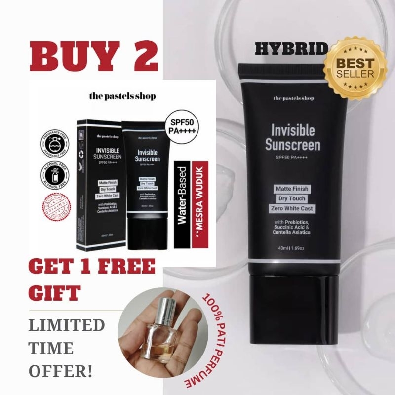 THE PASTEL SHOP 🔥 INVISIBLE SUNSCREEN SPF50 MESRA WUDHU' (40ml ...
