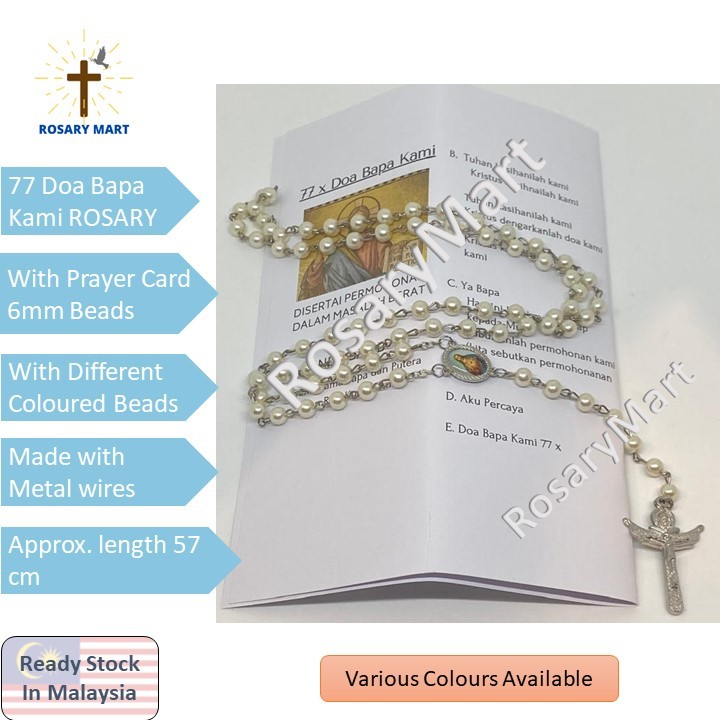 77 Doa Bapa Kami ROSARY * 77 Our Father Rosary * with Prayer Card in ...