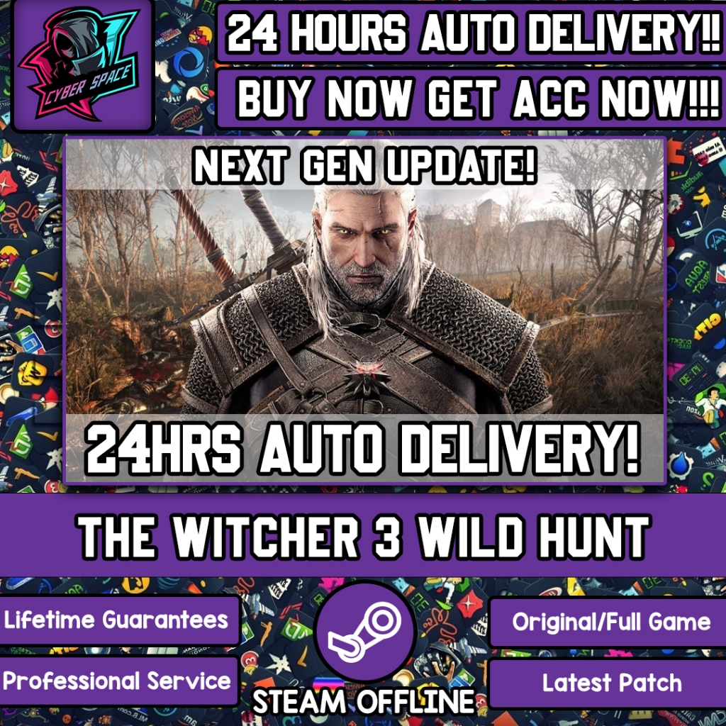 The Witcher 3 [Auto Delivery] [Steam Offline] [Full DLC] Cyber Space PC ...
