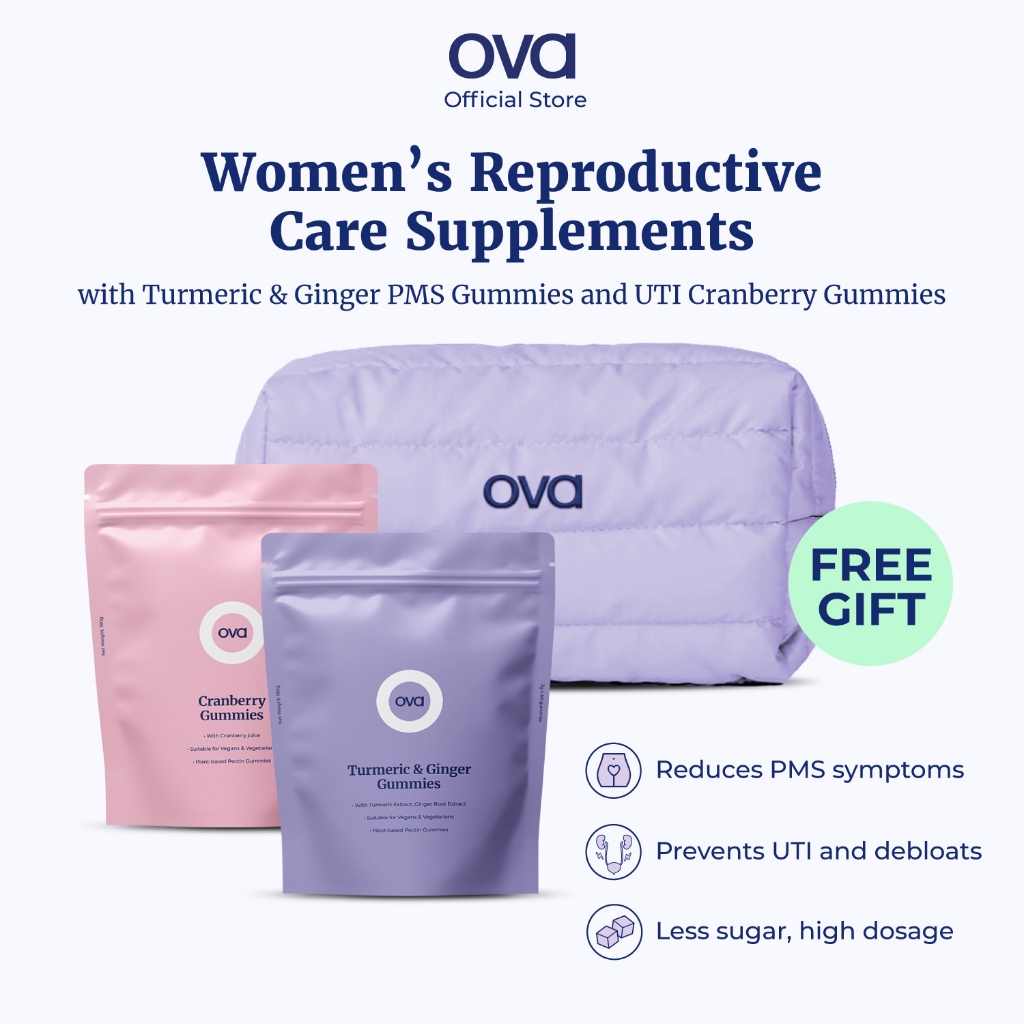 OVA Women's Reproductive Care Set | Turmeric & Ginger Gummies for PMS Relief | UTI Prevention ...