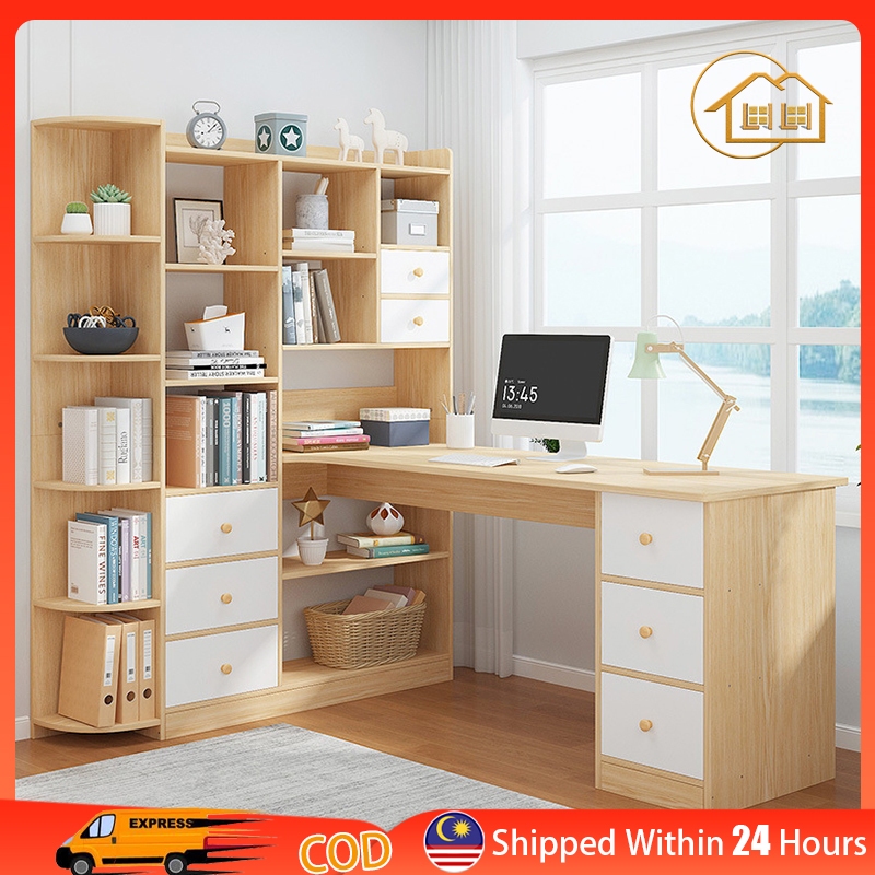 LI|120CM Computer Table With Drawer Meja belajar Study Table With Side ...