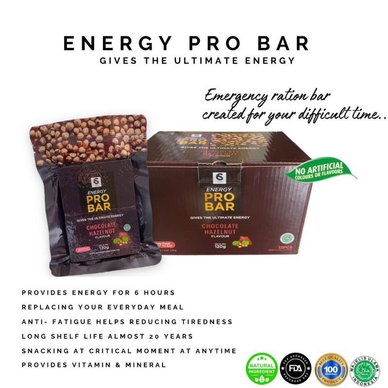 ENERGY PRO BAR FOR EMERGENCY, OUTDOOR CHOCOLATE HAZELNUT 120G | Shopee ...